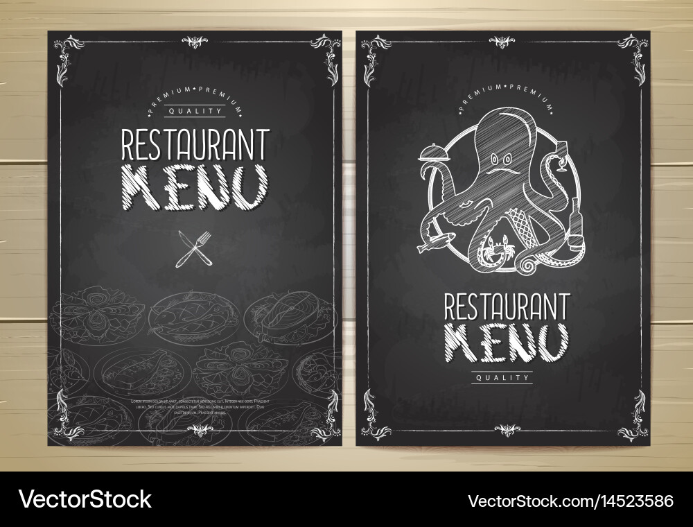 Chalk drawing restaurant menu design Royalty Free Vector
