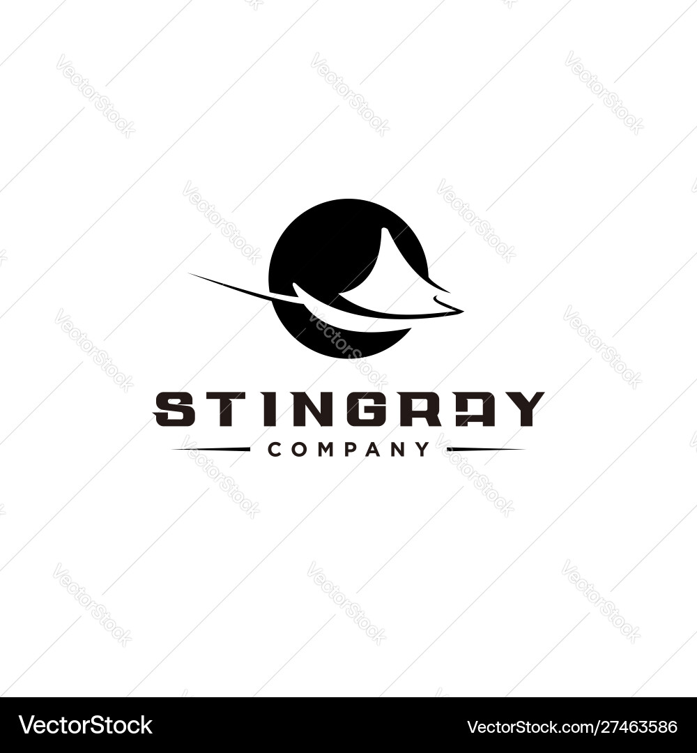Circle stingray fish logo template Royalty Free Vector Image