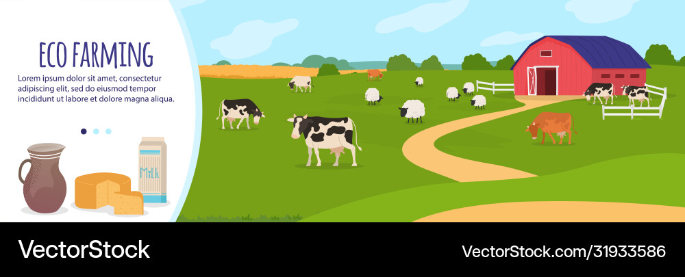 Farm agriculture cartoon flat Royalty Free Vector Image