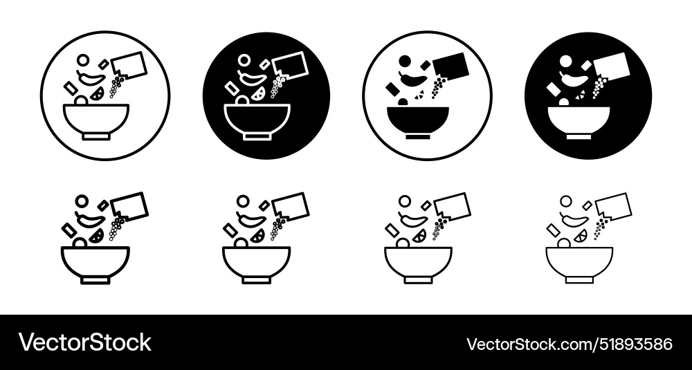 Ingredients mix icon set collection Royalty Free Vector