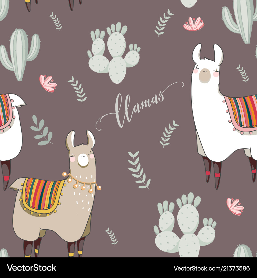 Lama in cartoon style Royalty Free Vector Image