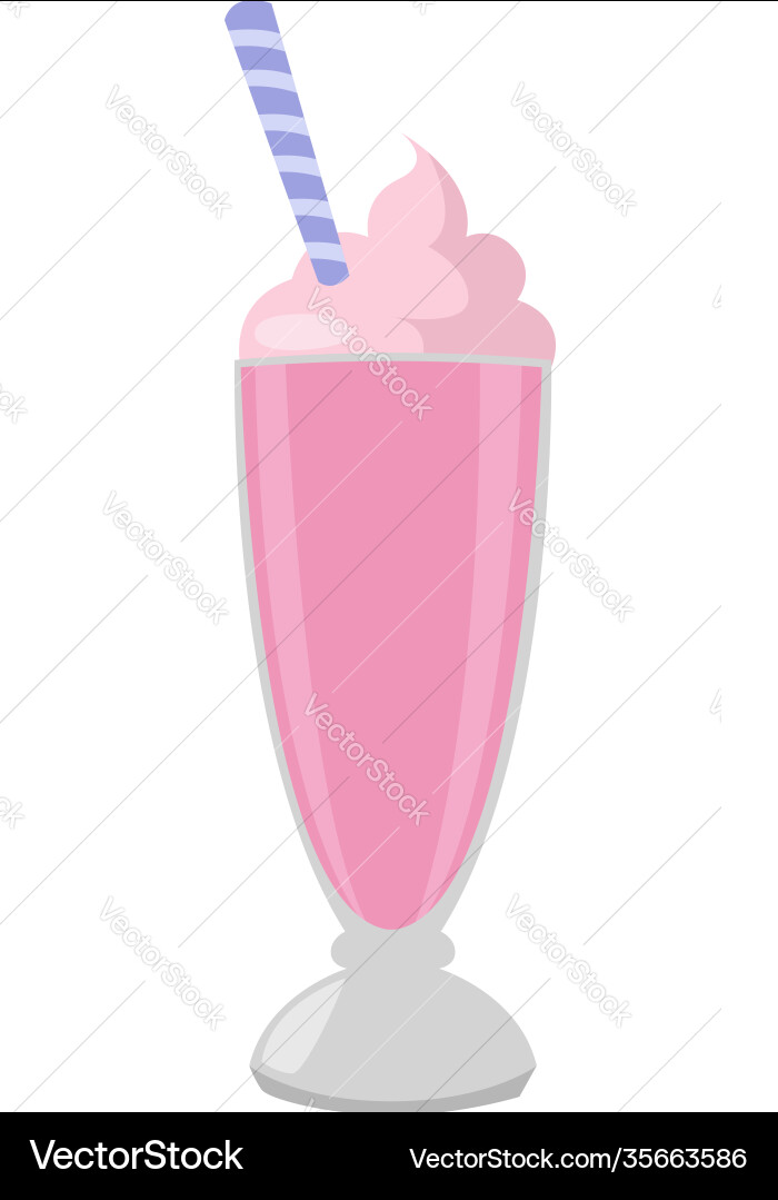 Pink milkshake on white background Royalty Free Vector Image