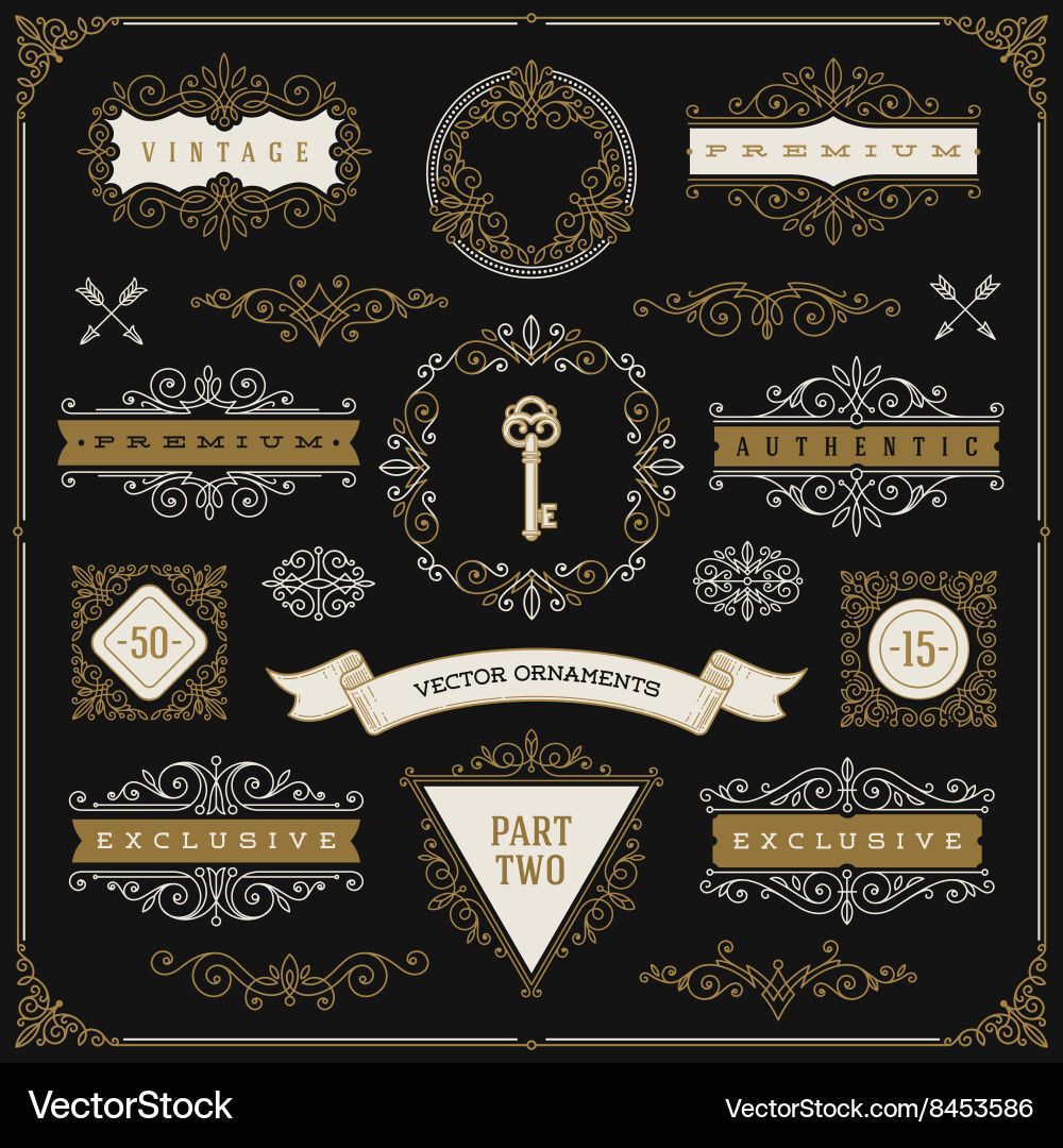 Set of vintage design elements Royalty Free Vector Image