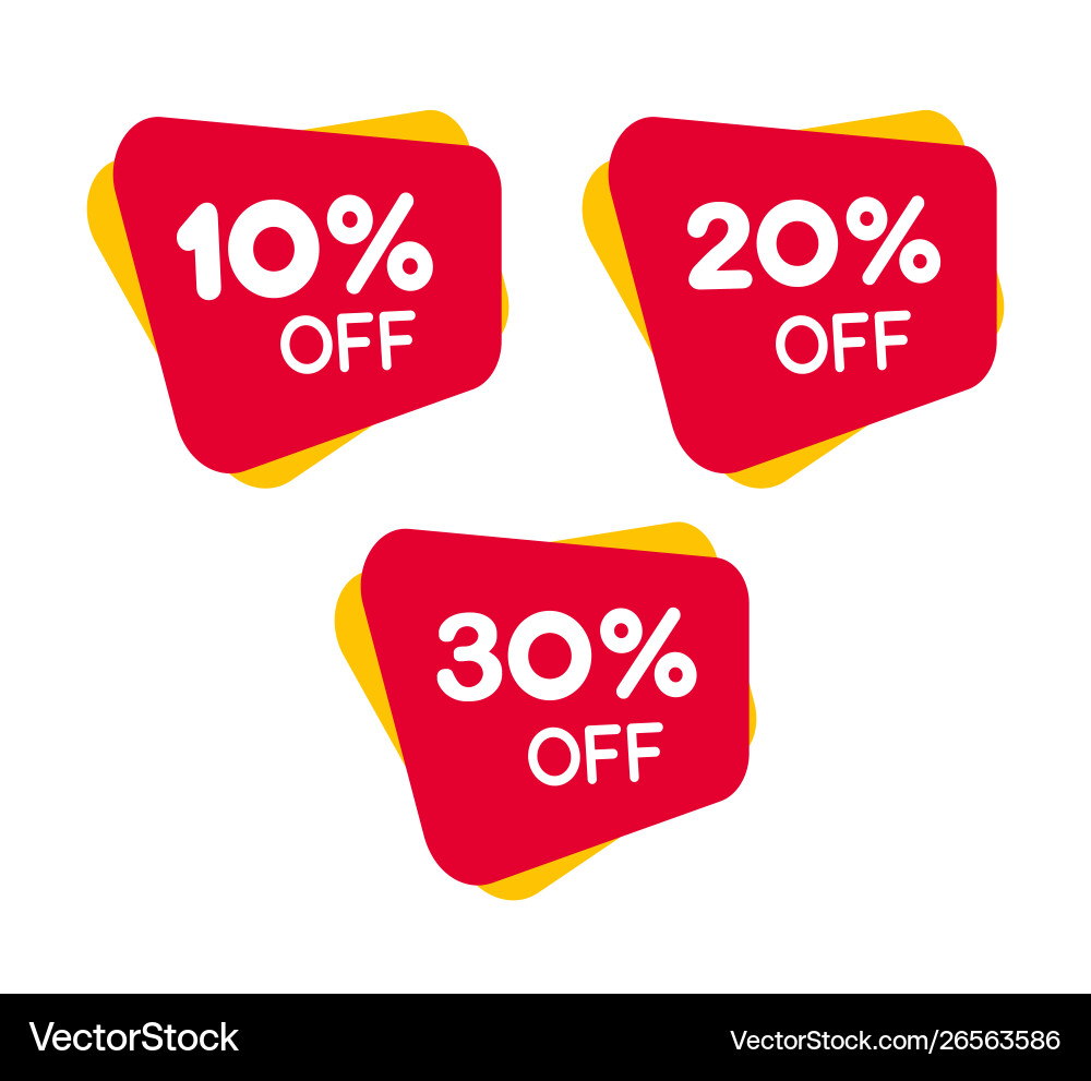 Set red discount label for sale - design Vector Image