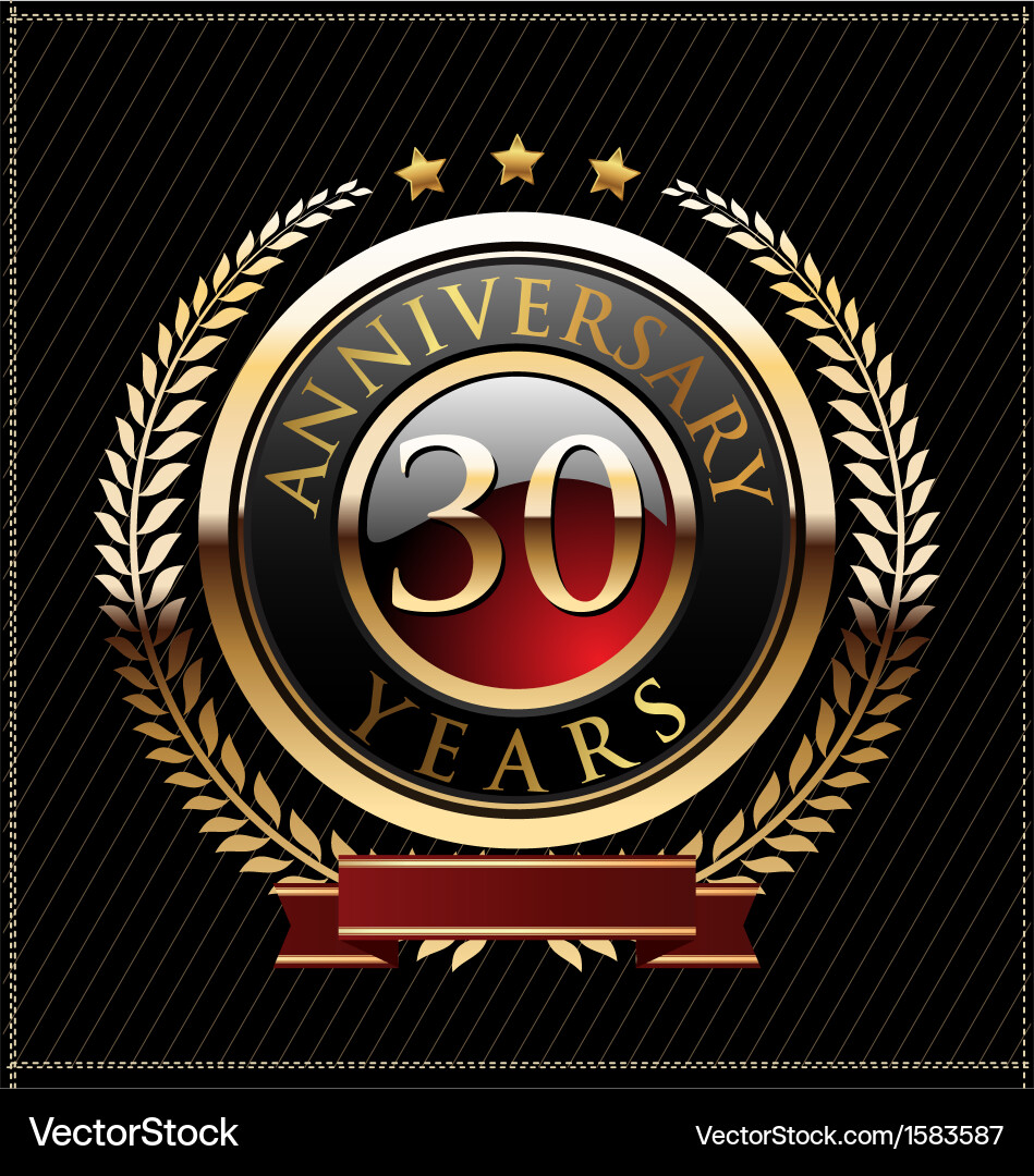 30 years anniversary golden label Royalty Free Vector Image
