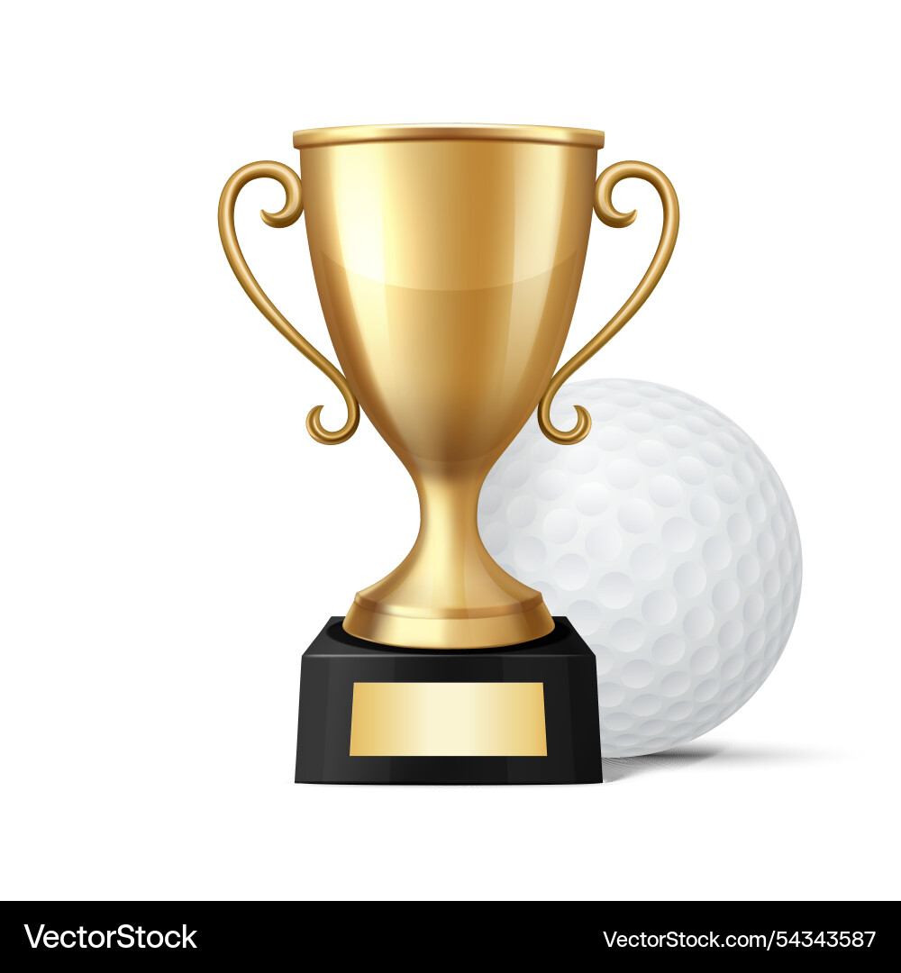 3d realistic yellow golden champion cup Royalty Free Vector