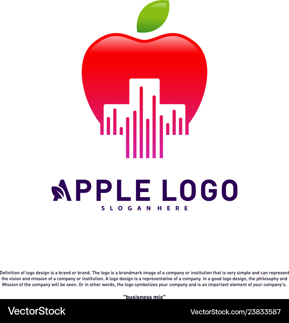 Apple with medical plus logo design concept Vector Image