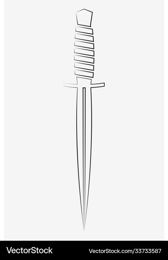 Dagger outline military combat knife simple Vector Image