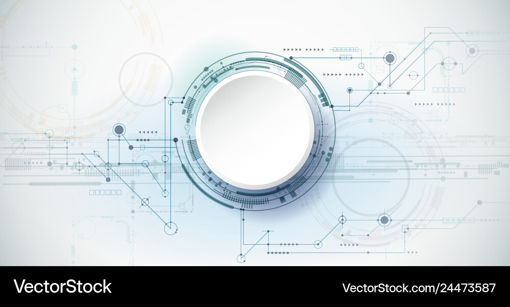 Design 3d paper circle with circuit board Vector Image