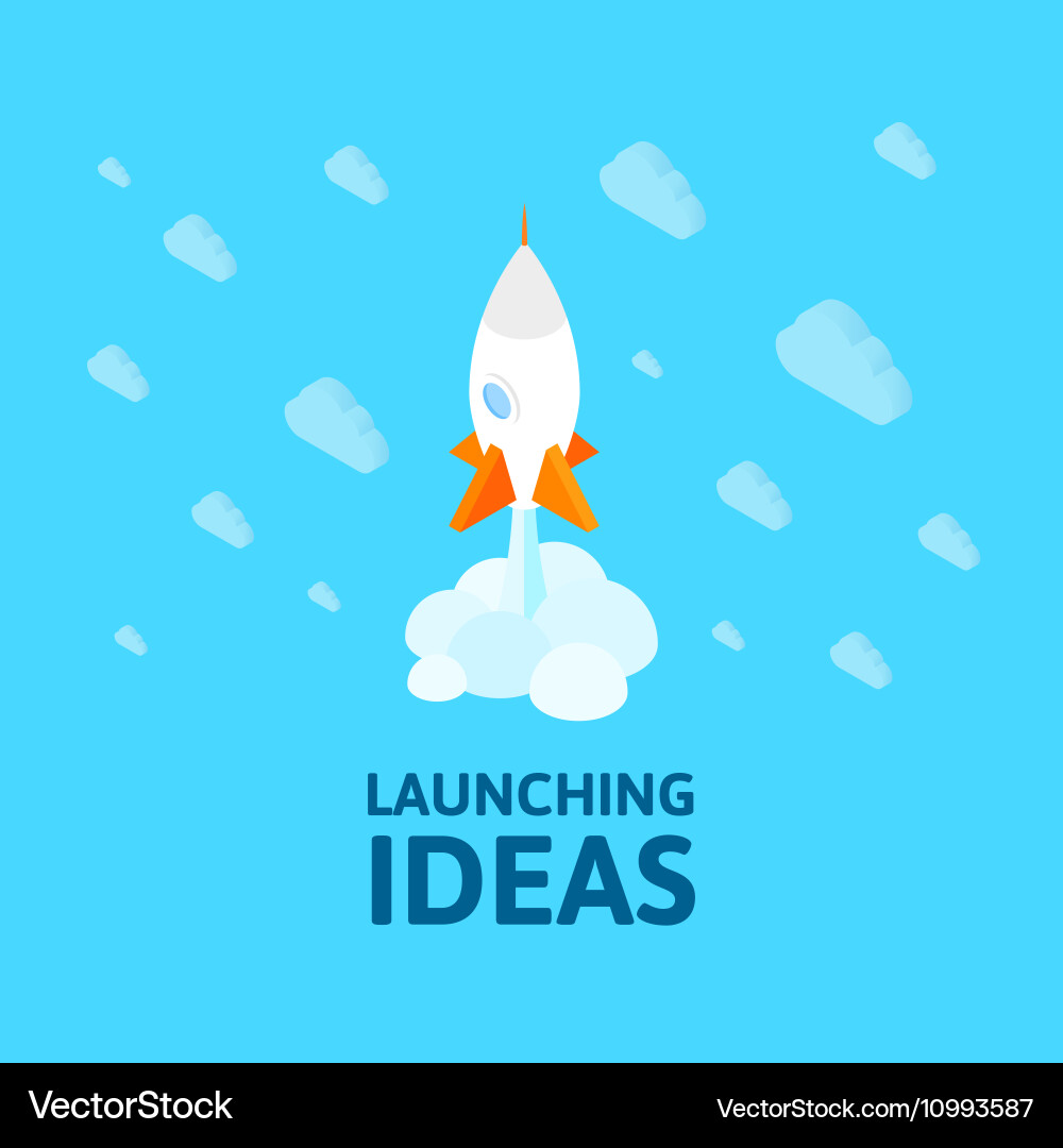 Flat isometric space symbol rocket ship icon Vector Image