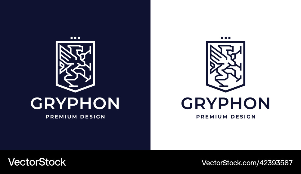 Gryphon logo crest icon Royalty Free Vector Image