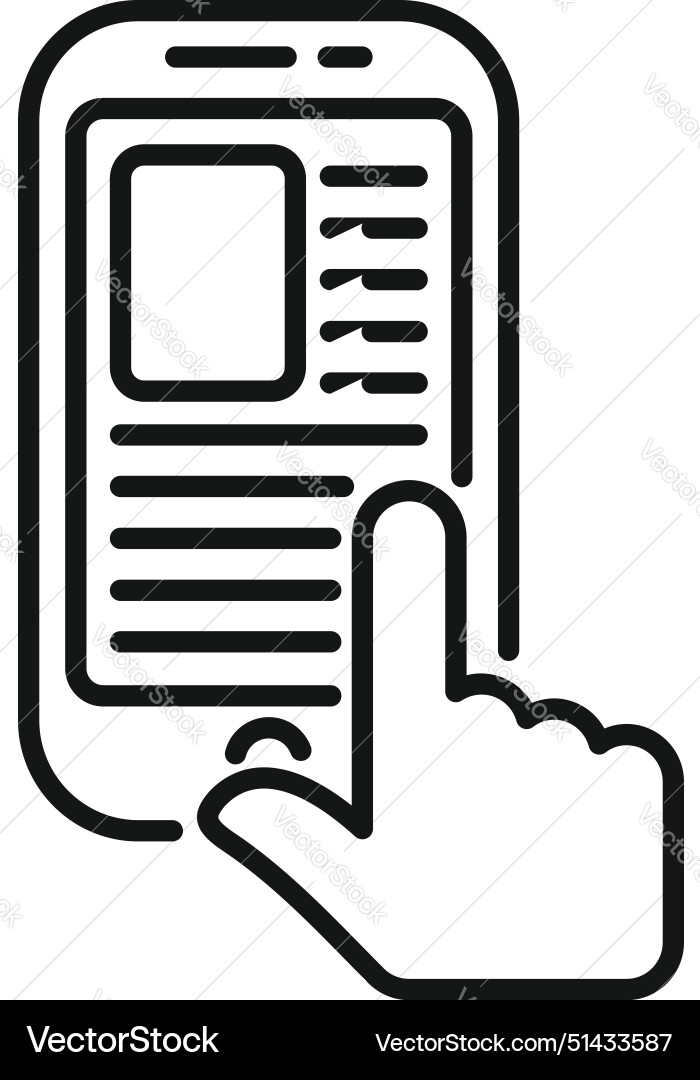 Hand interacting with mobile app interface icon Vector Image