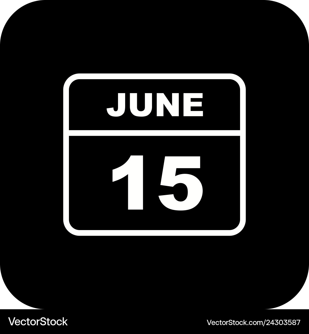 June 15th date on a single day calendar Royalty Free Vector