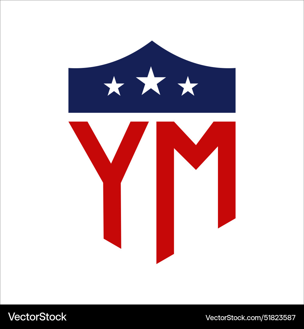 Patriotic ym logo design letter Royalty Free Vector Image