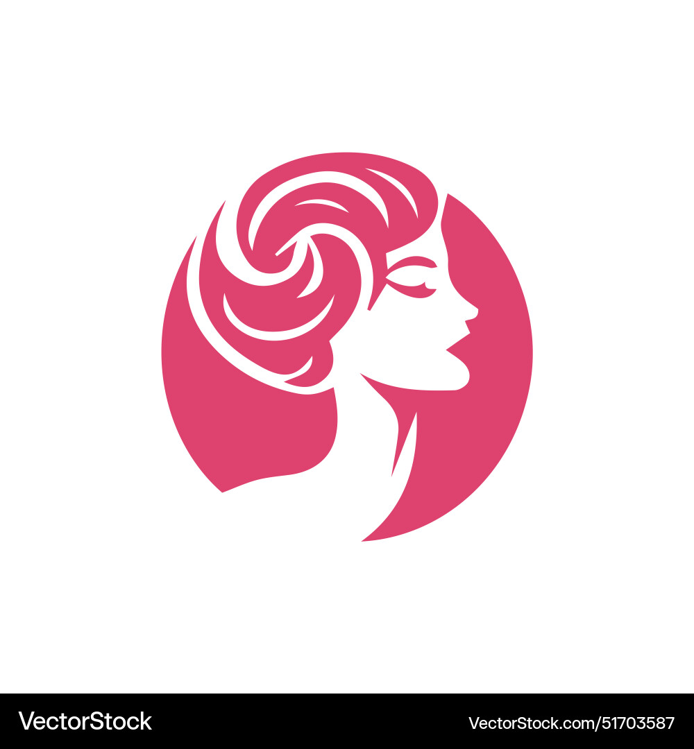 Pink girl head logo Royalty Free Vector Image - VectorStock