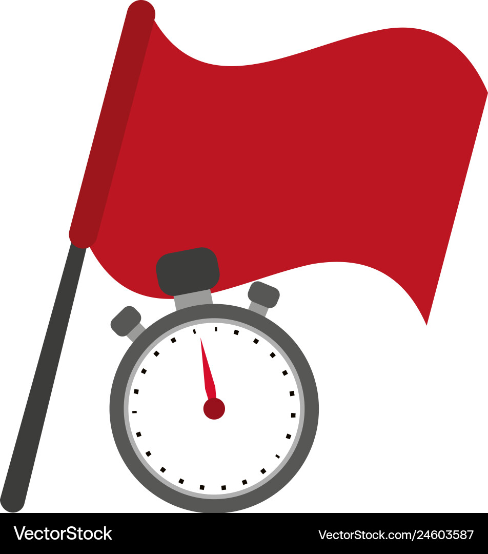 Red flag and timer Royalty Free Vector Image - VectorStock