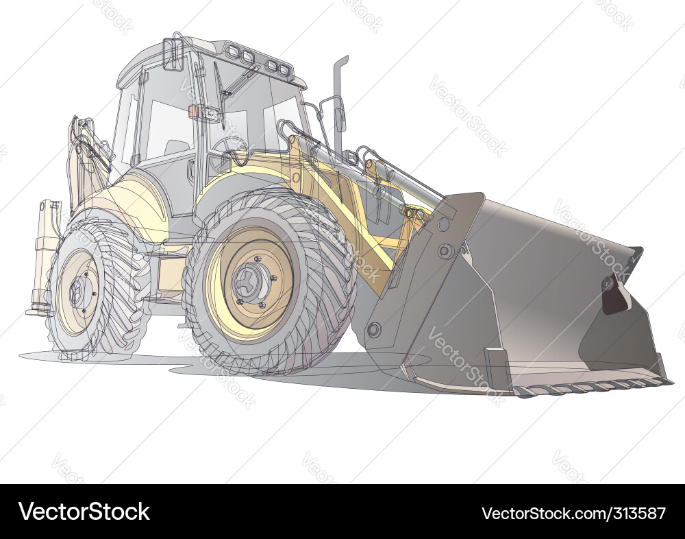 Yellow Digger Loader Royalty Free Vector Image