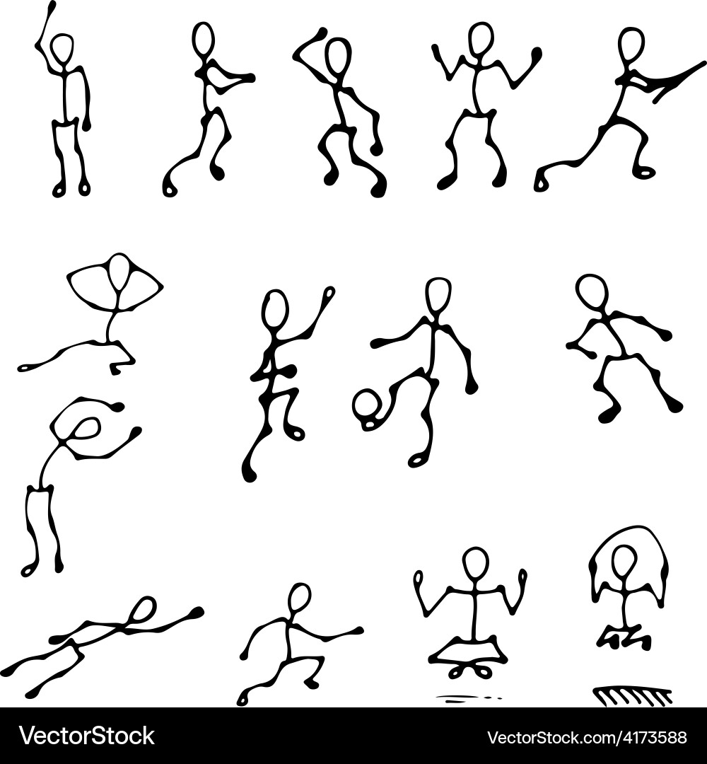 Action human figures set Royalty Free Vector Image