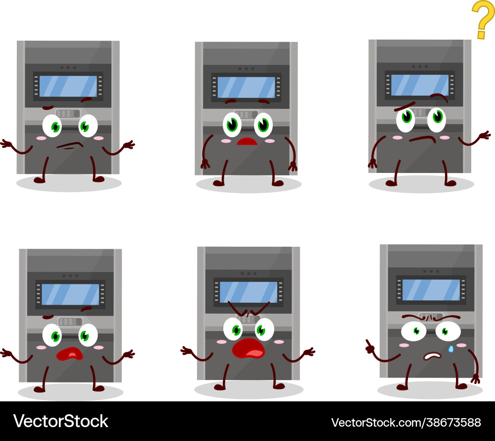 Cartoon character atm machine with what Royalty Free Vector