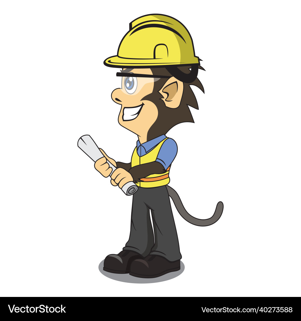 Cute Monkey Construction Worker Royalty Free Vector Image