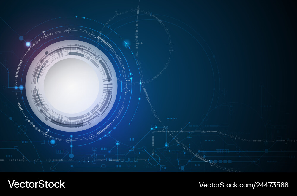 Design 3d paper circle with circuit board Vector Image