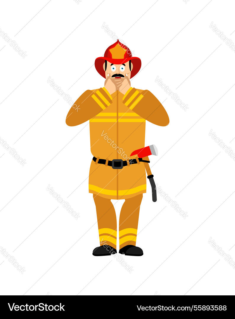Firefighter scared omg fireman oh my god Vector Image