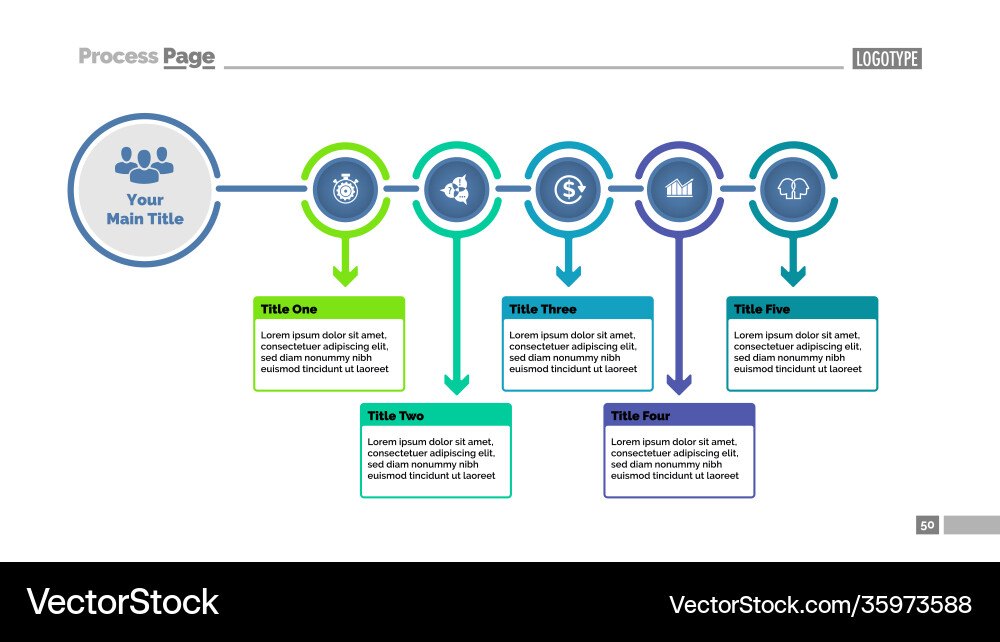Fünf Schritte Prozessdiagramm-Schablone Vektorbild