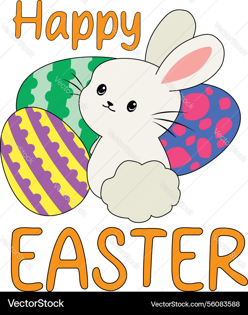 Happy easter cartoon bunny with eggs Royalty Free Vector