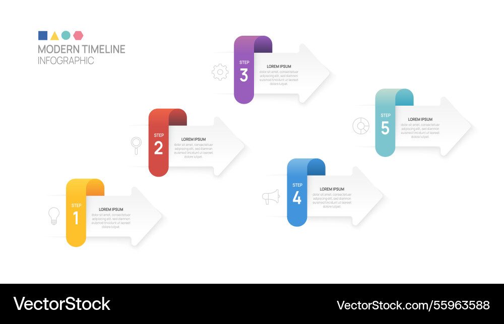 Modern 5 step infographics elements with arrow Vector Image