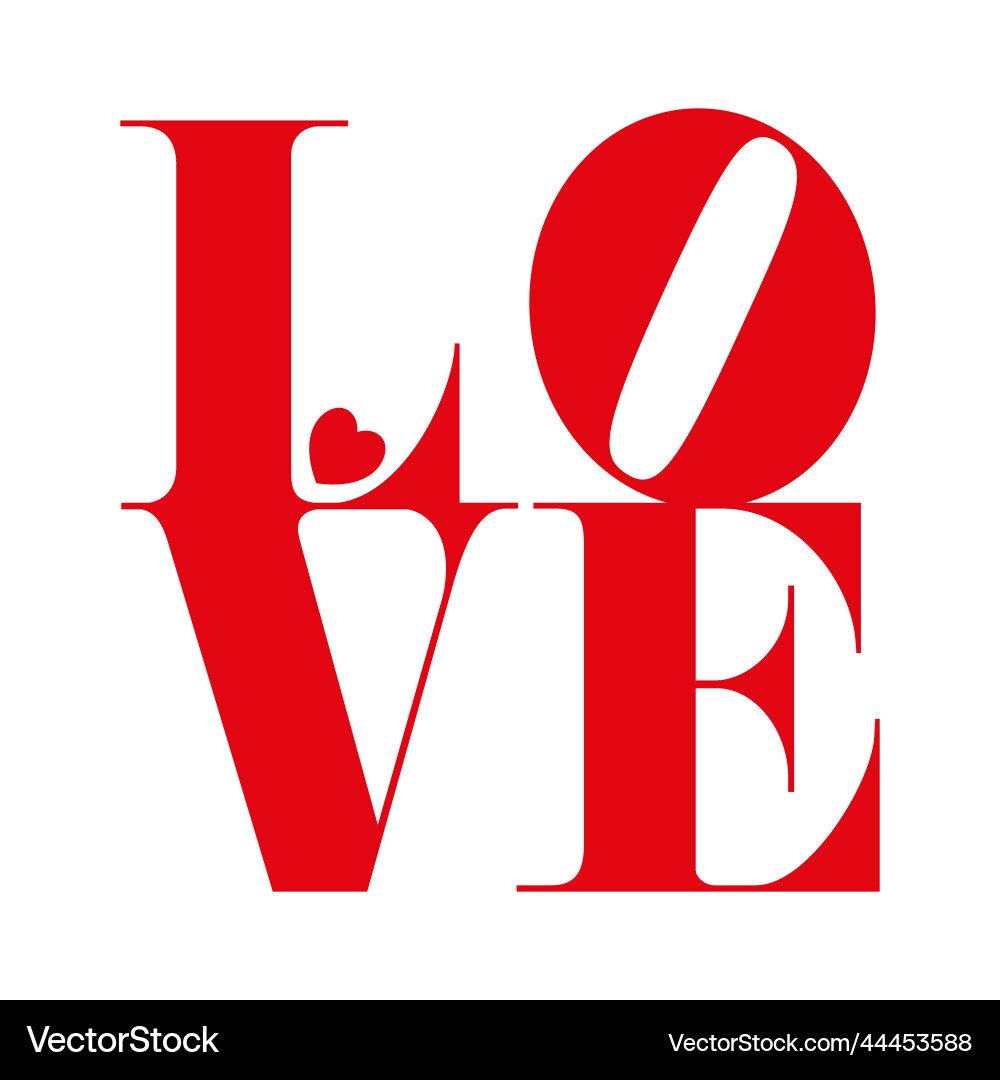 Red love block text with decorative Royalty Free Vector