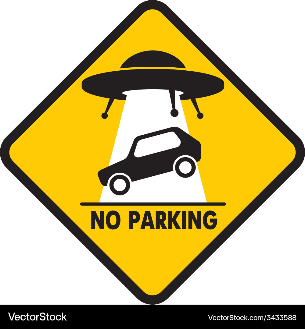 Road sign ufo abduction car Royalty Free Vector Image