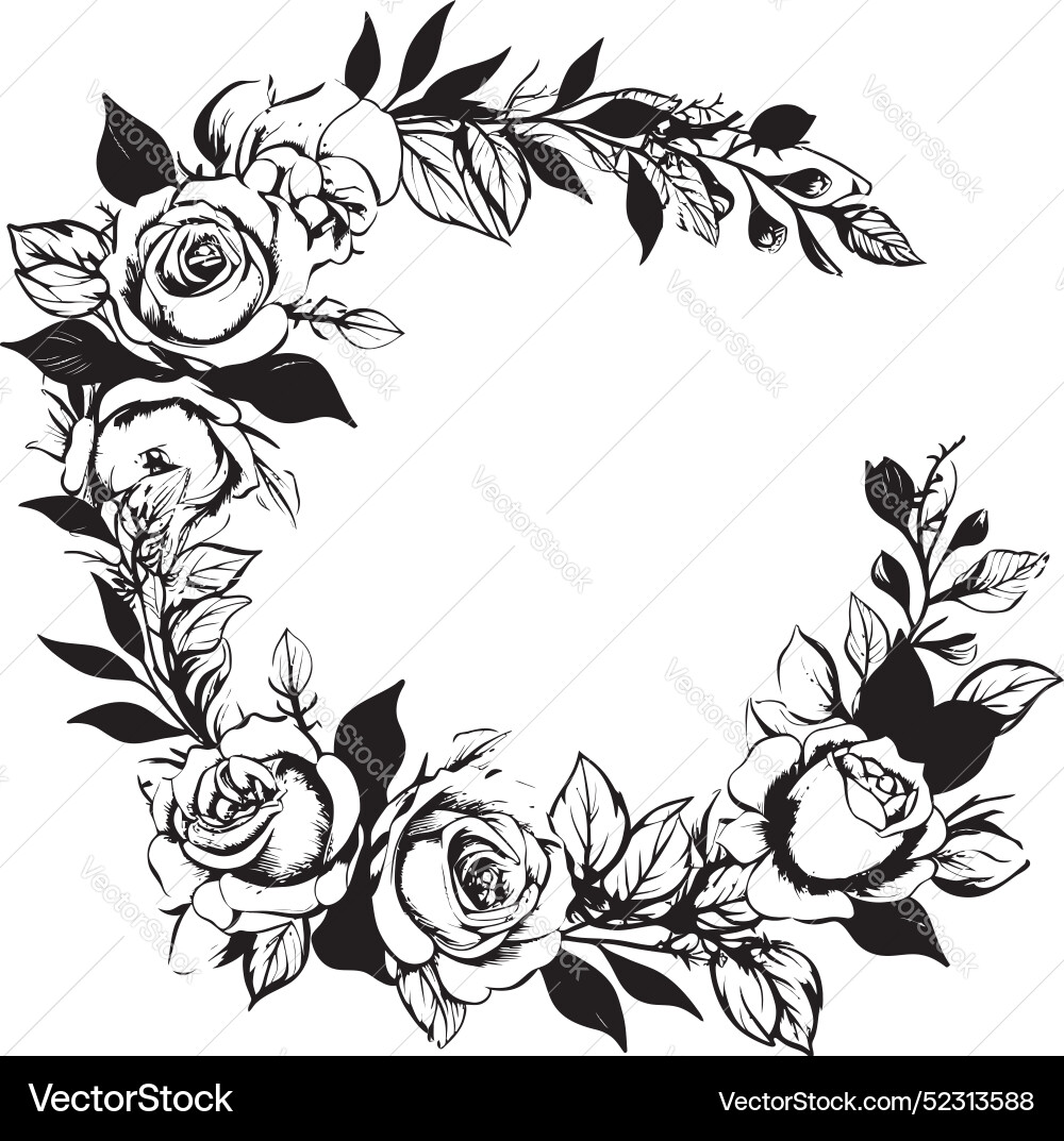 Rose frame silhouette iconic design petal Vector Image