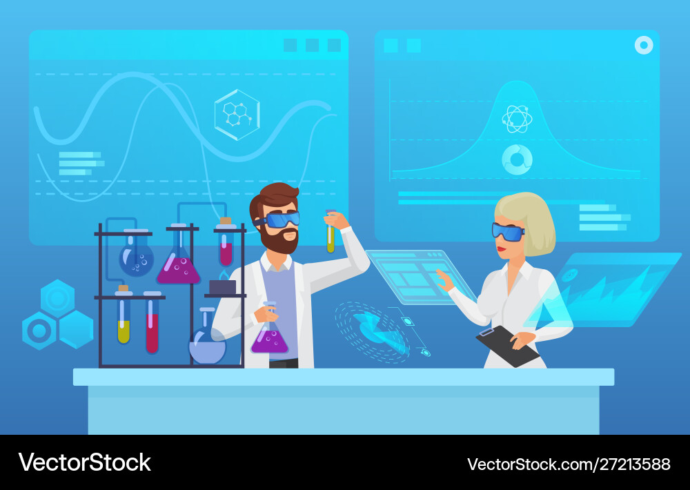 Scientific futuristic laboratory research flat Vector Image