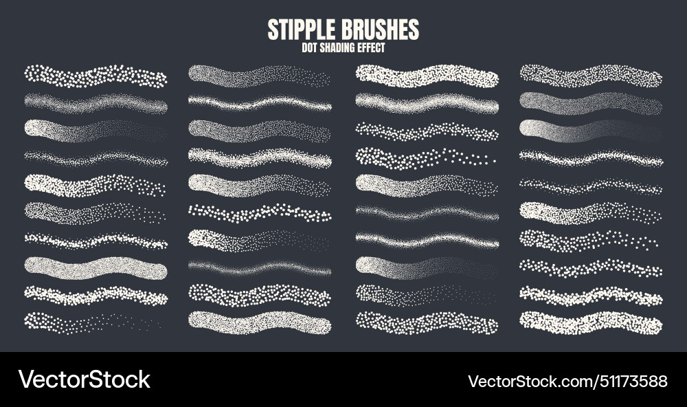 Stipple scatter brush ink drawing and texturing Vector Image