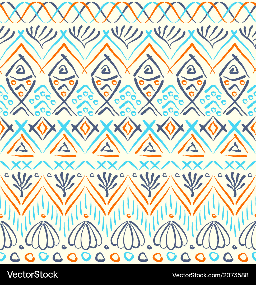 Tribal sea ethnic seamless pattern Royalty Free Vector Image