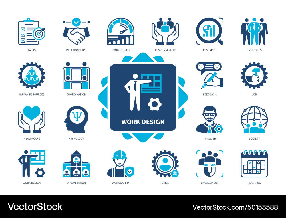 Work design solid icon set Royalty Free Vector Image