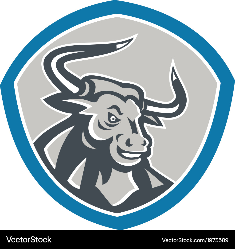 Angry texas longhorn bull shield Royalty Free Vector Image