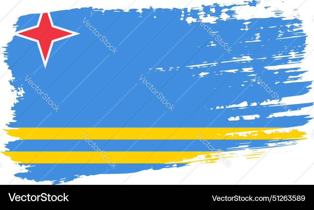 Aruba flag wide brush stroke on transparent Vector Image