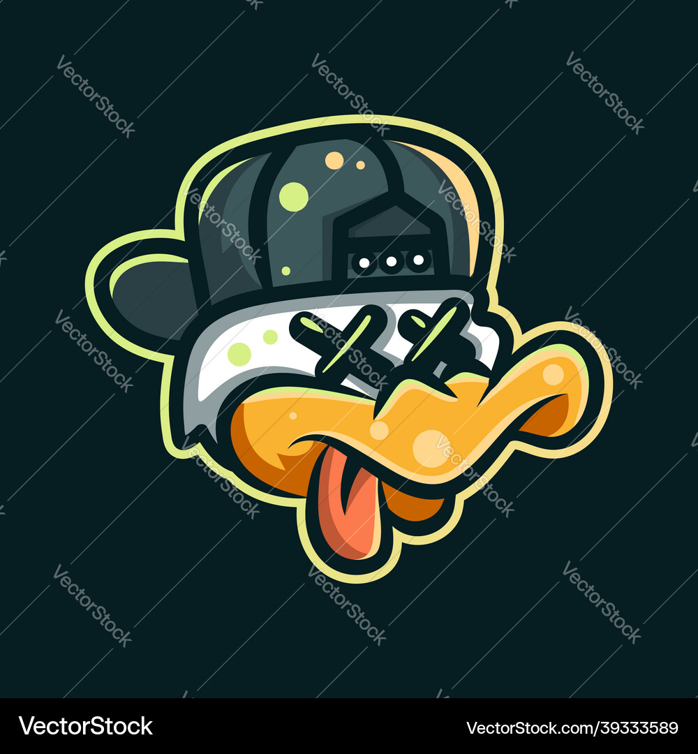 Bad duck mascot logo Royalty Free Vector Image