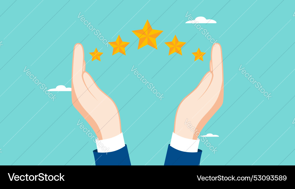 Five star rating with the concept Royalty Free Vector Image