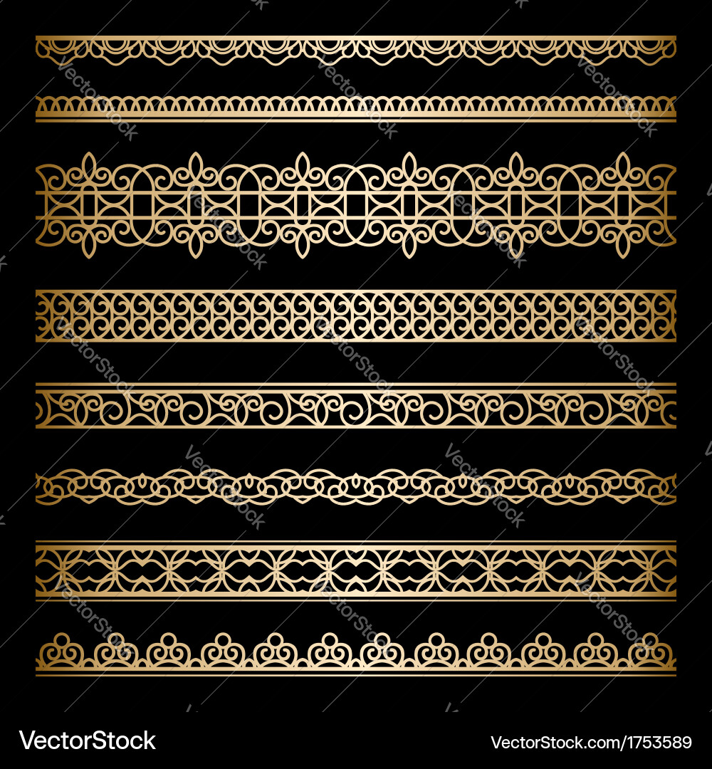 Gold borders set Royalty Free Vector Image - VectorStock