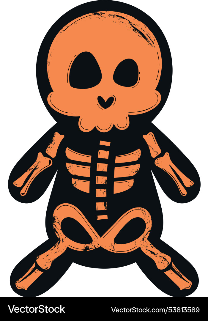 Halloween skeleton doll with distressed orange Vector Image