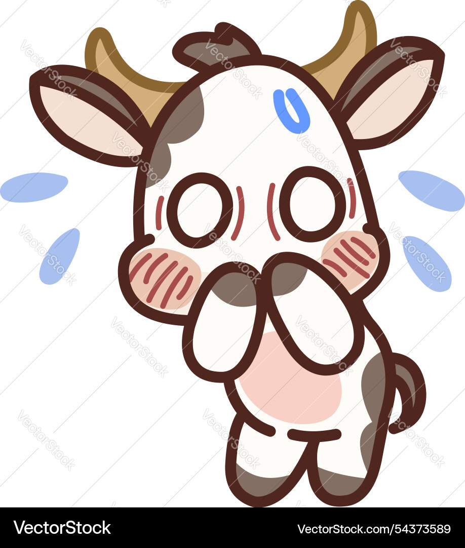 Kawaii cow shock expression Royalty Free Vector Image