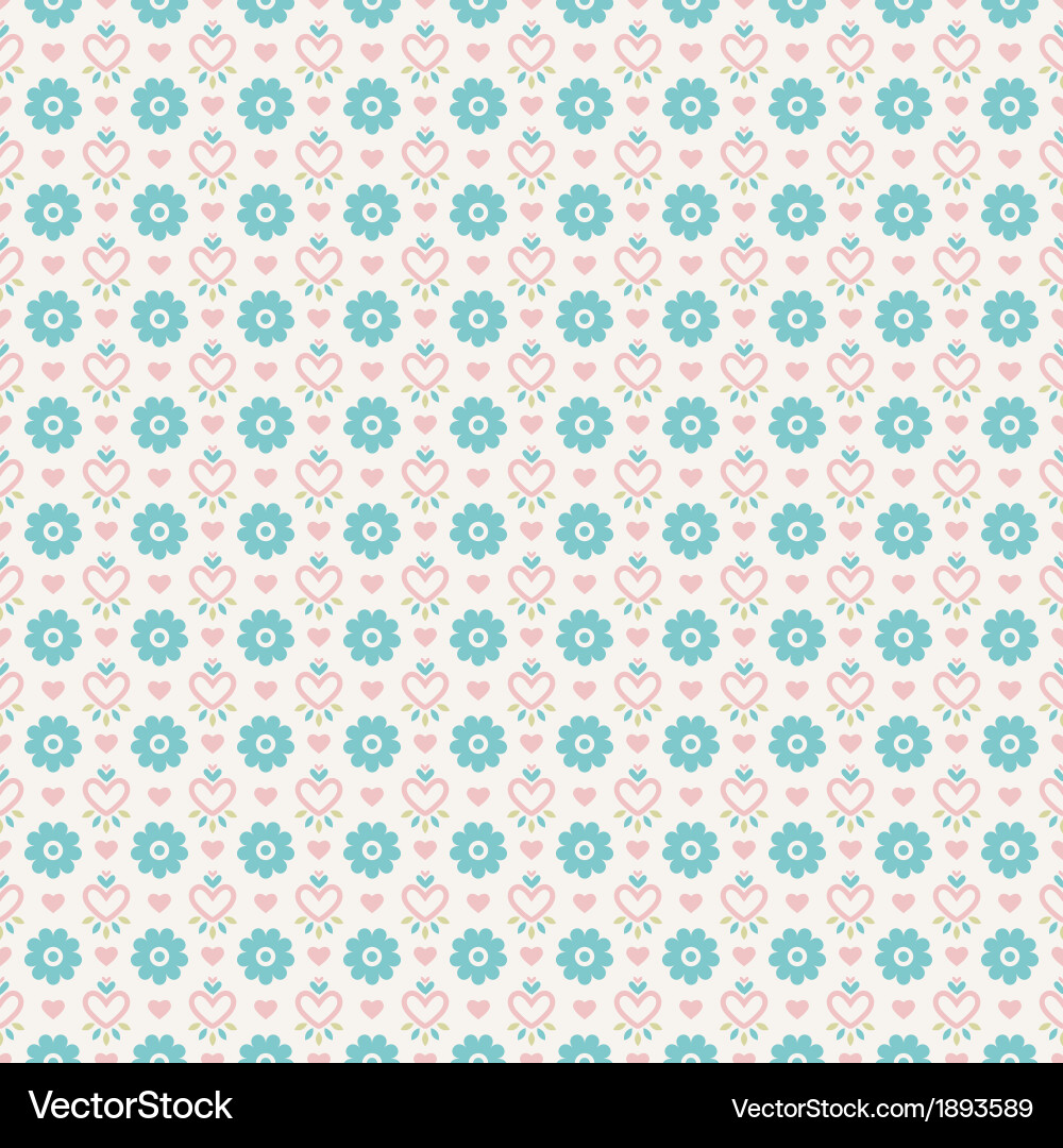 Pastel Heart Floral Wedding Pattern Royalty Free Vector