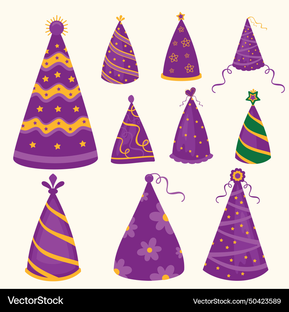 Purple birthday kids hat Royalty Free Vector Image