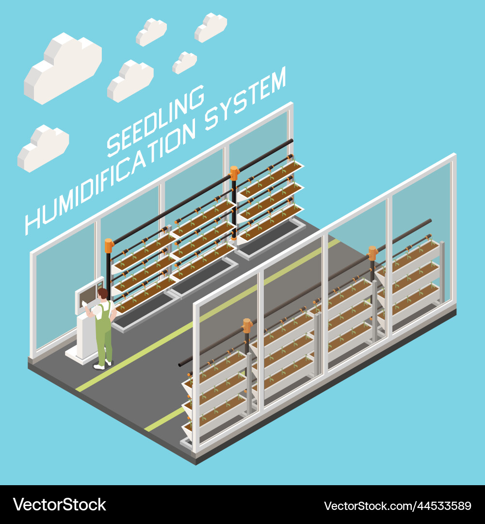 Seedlings humidification system Royalty Free Vector Image