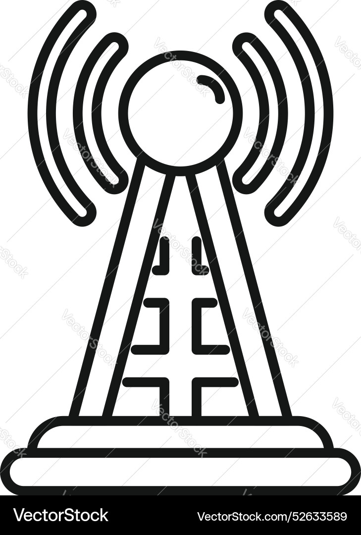 Telecommunication tower transmitting radio waves Vector Image