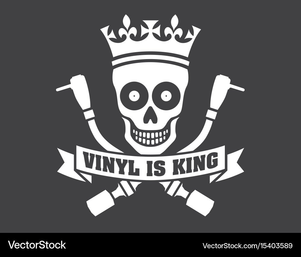 Vinyl is king record dj logo Royalty Free Vector Image
