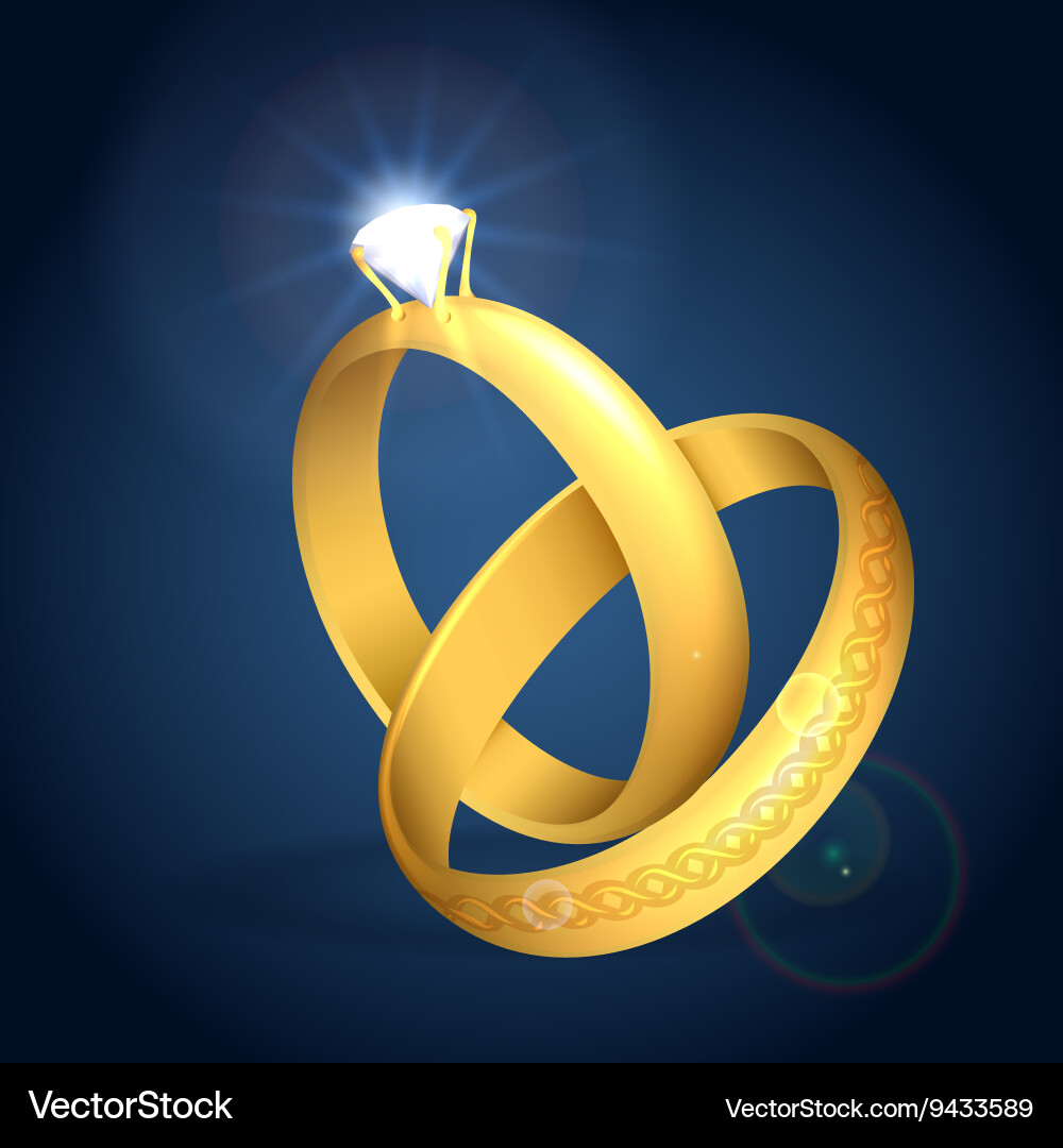 Wedding rings with diamond Royalty Free Vector Image