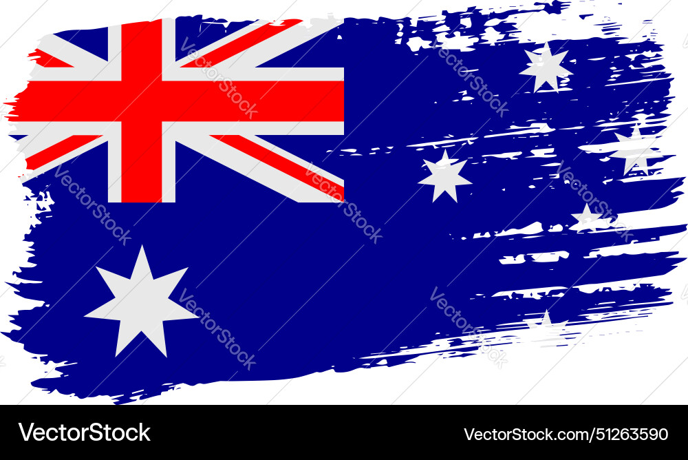 Australia flag wide brush stroke on transparent Vector Image